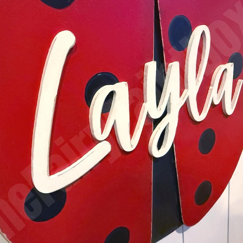 Ladybug Baby Name Sign, Custom Wood Children's Nursery Decor, Garden ...