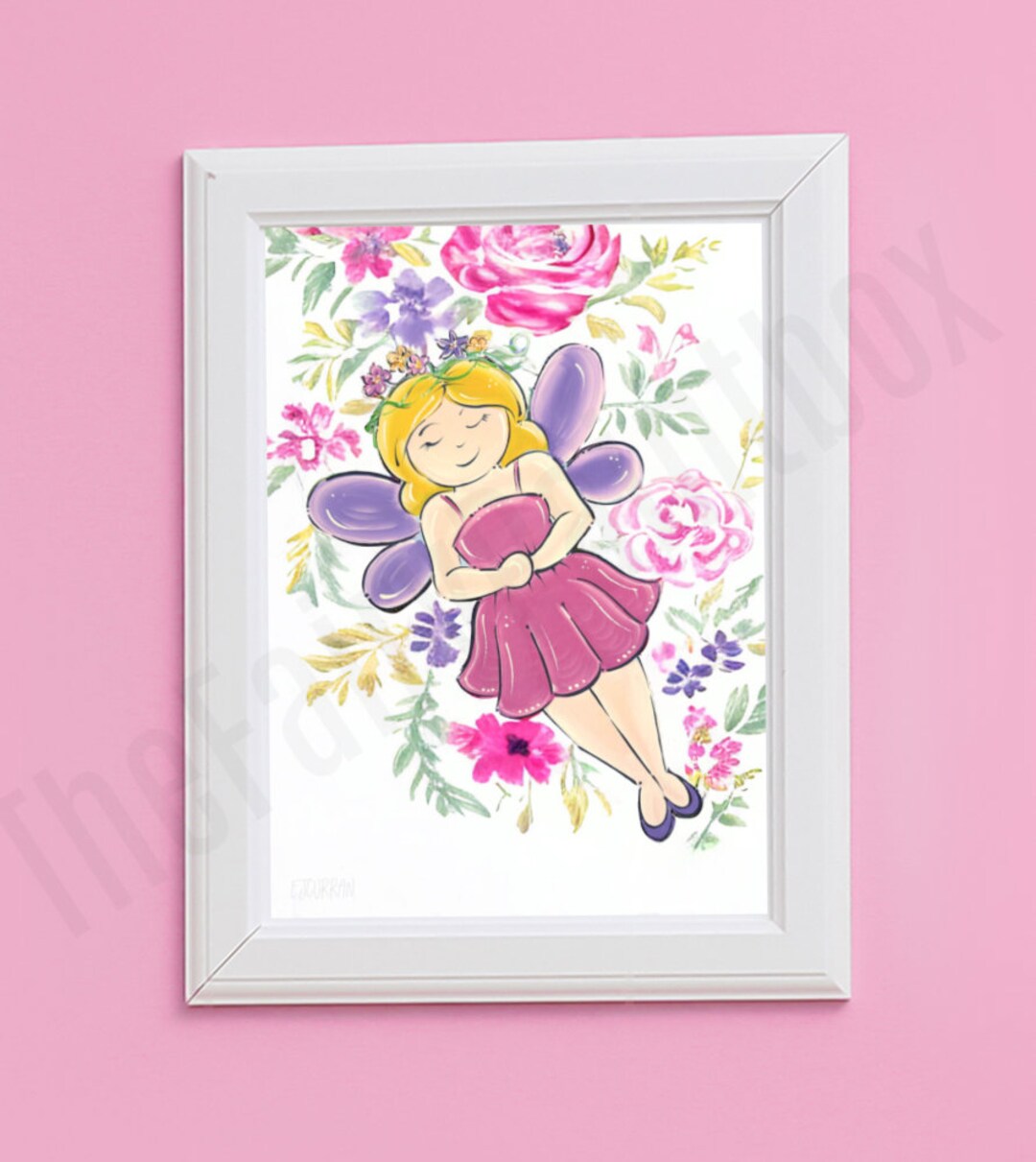 Flower Fairy Print, Cute Fairy Wall Art, Fairy Baby Room Decor ...