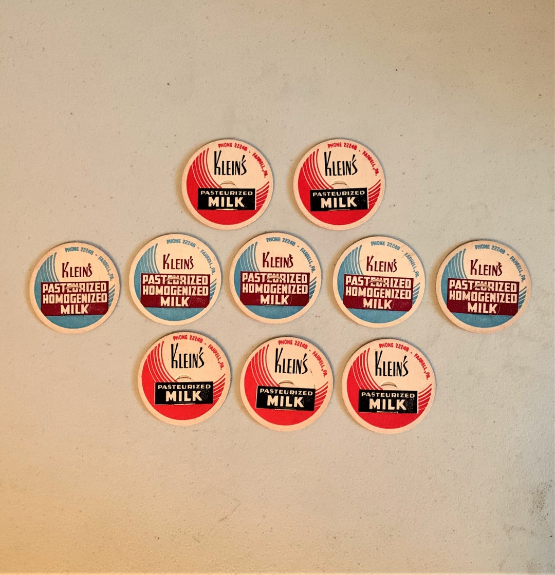Vintage Milk Bottle Caps - Cardboard Pogs - Klein's Dairy Farrell ...