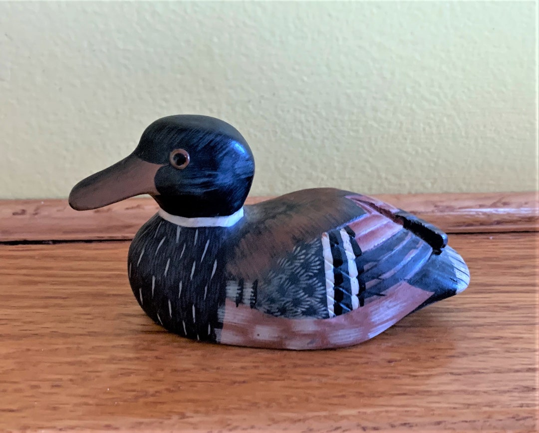 Vintage Stone Duck Figurine - SMALL - Hand Painted - 4" Long - 2 1/4 ...