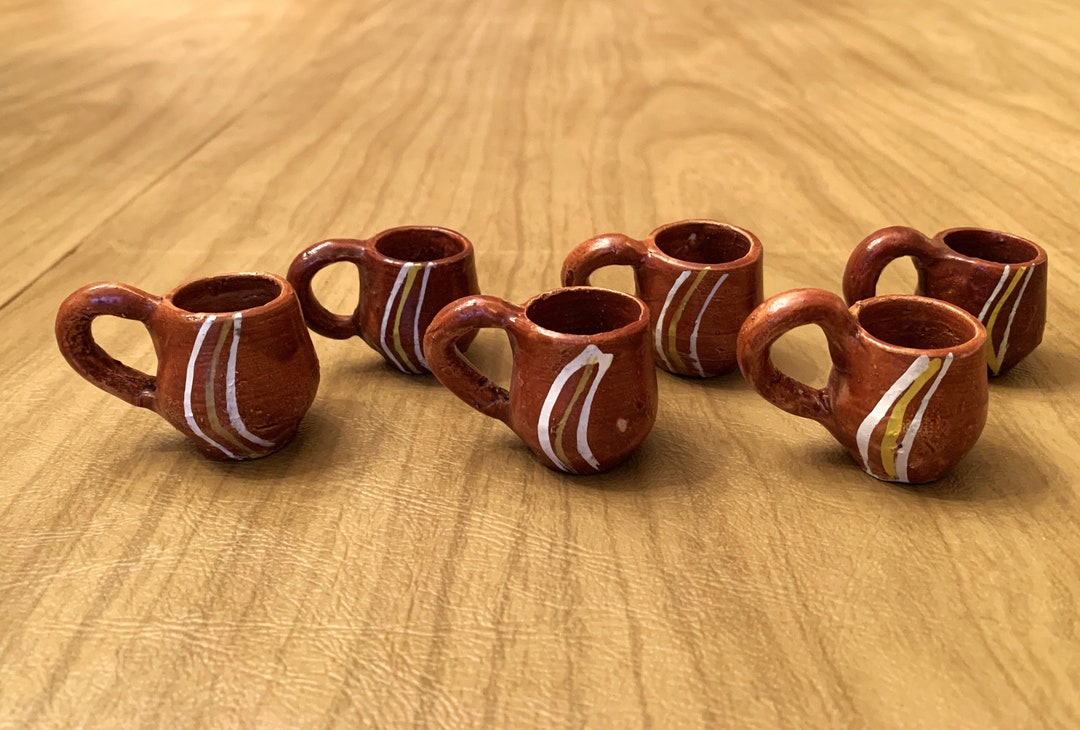 Vintage MINIATURE Pottery Cups Set of 6 Brown 1 1/4 Tall - Etsy