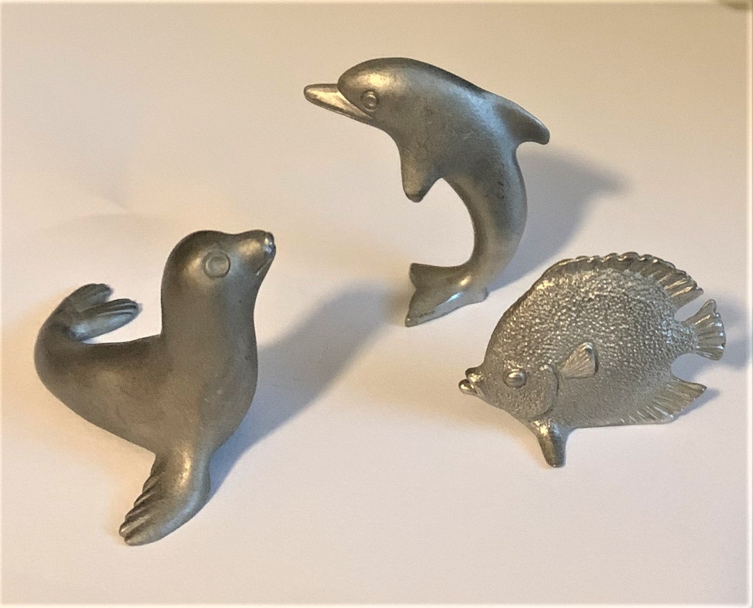 Vintage Pewter Sea Animals - SMALL - Fish Dolphin Seal - Set of 3 - C ...