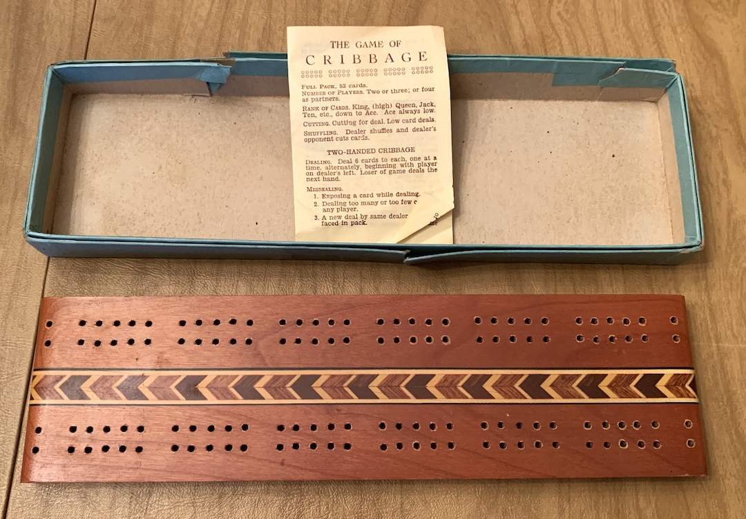 Vintage Cribbage Board Wood 11 1/2 Long in Original Box - Etsy