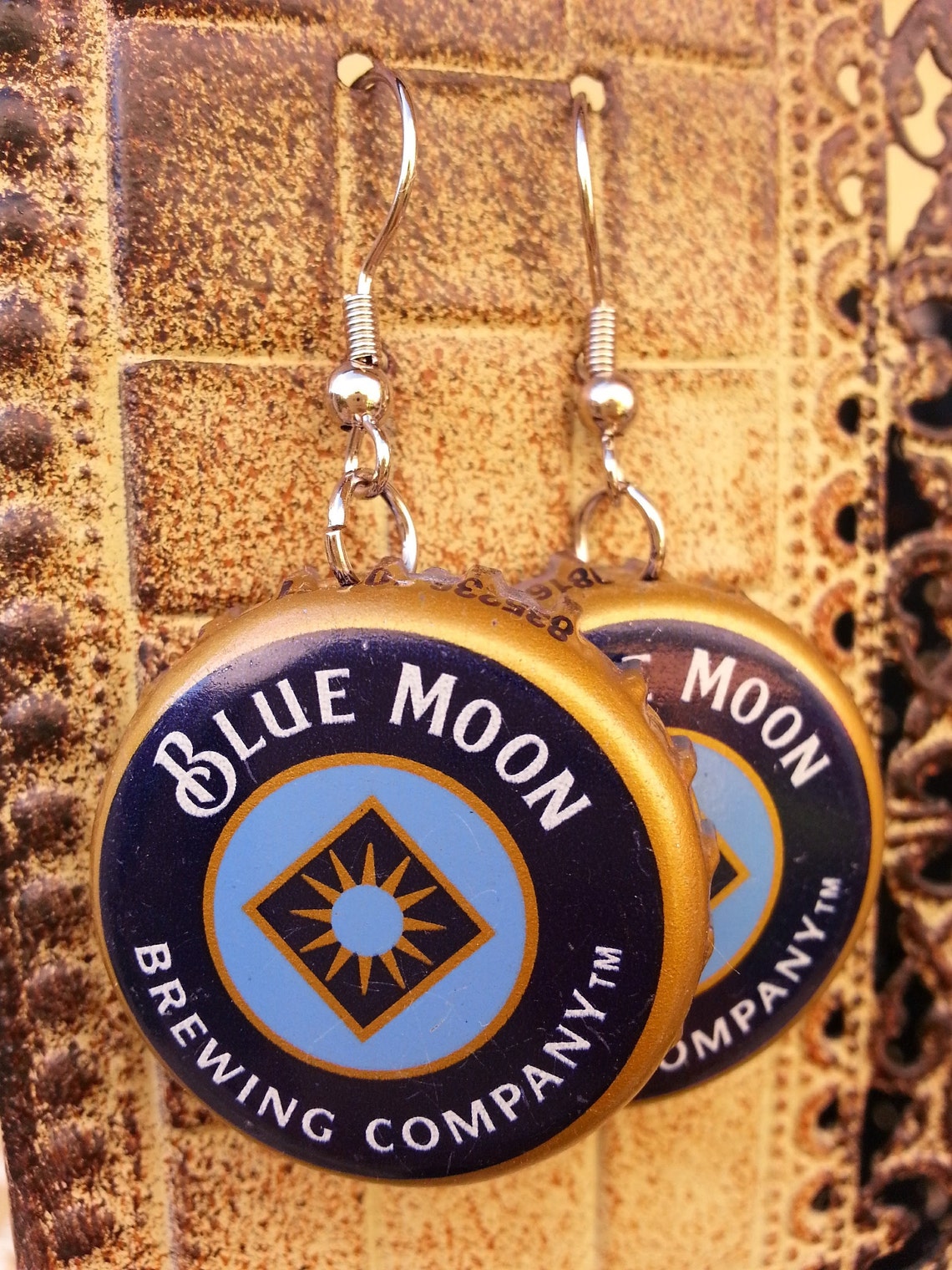 Blue Moon Beer Earring, Bottle Cap Earrings, Beer Jewelry, Drinking ...
