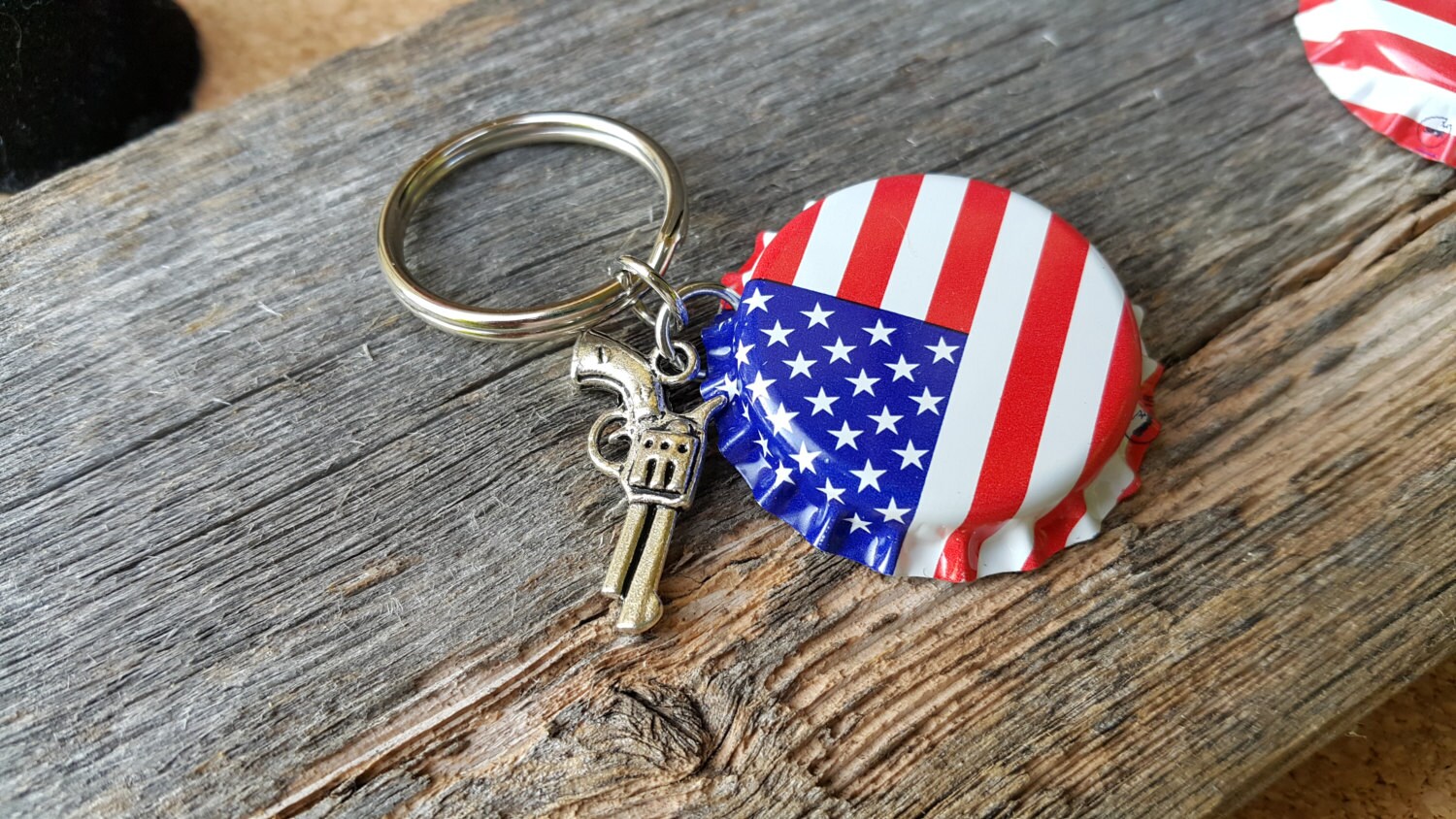 Bottle Cap Key Chain American Flag Key Fob Soda Cap Key - Etsy
