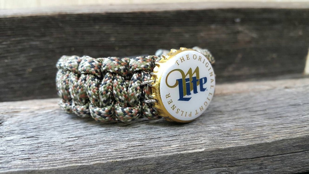 Miller Lite Beer Cap Bracelet, Beer Jewelry, Millerlite Paracord ...