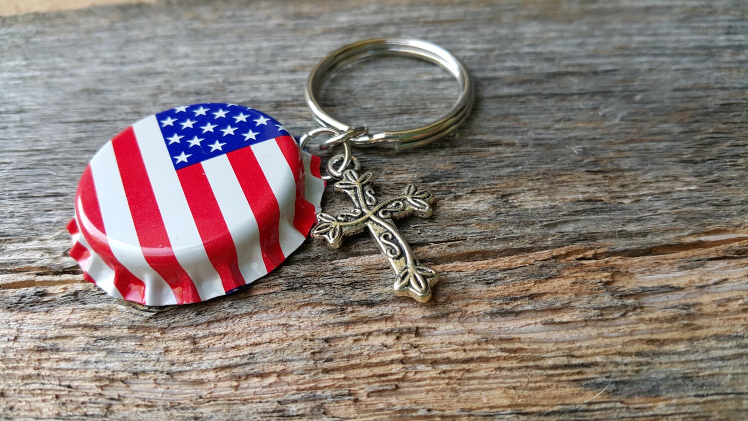 Bottle Cap Key Chain American Flag Key Fob Soda Cap Key - Etsy