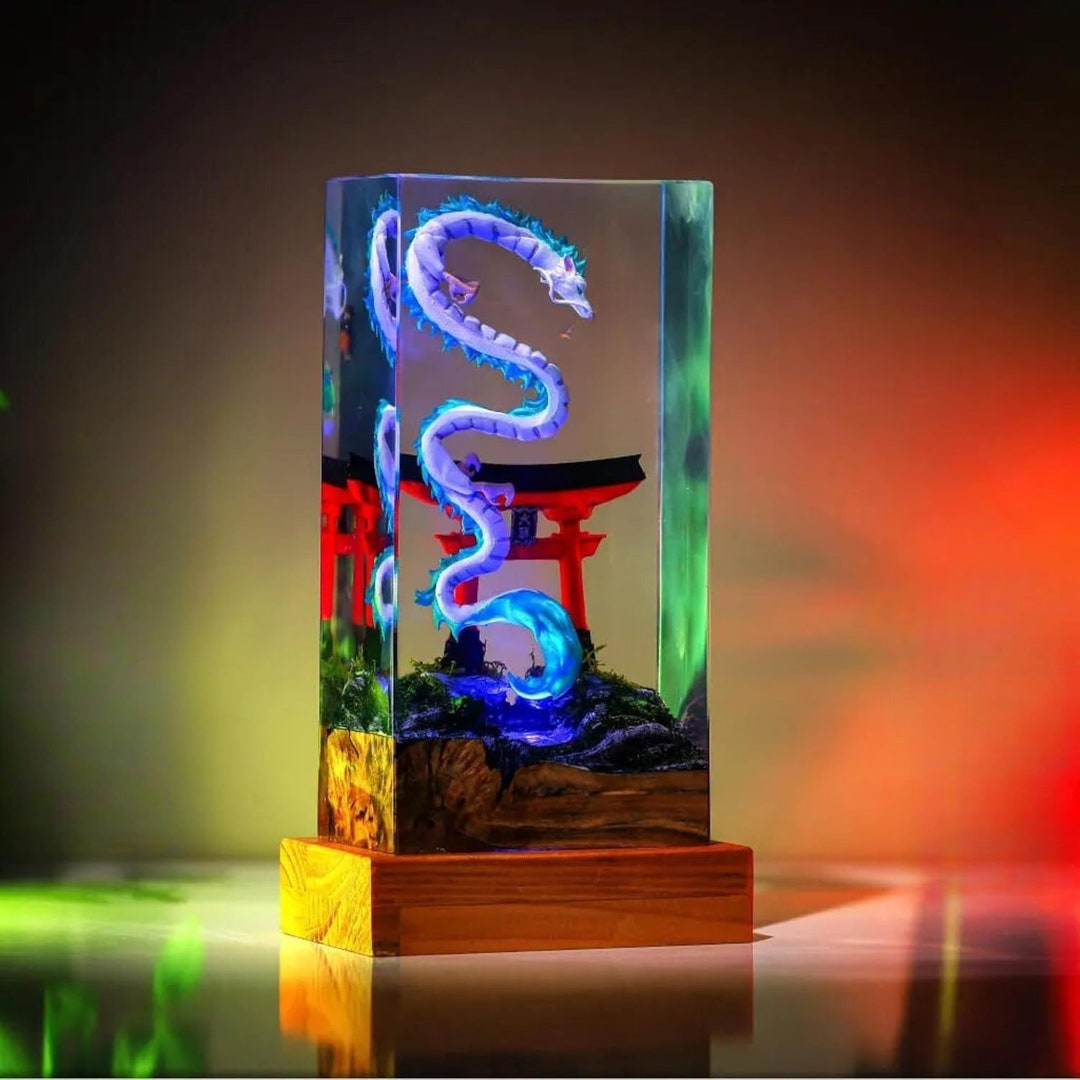 Japanese Gate Lamp, Dragon and TORII GATE Resin Lamp, Custom Epoxy ...