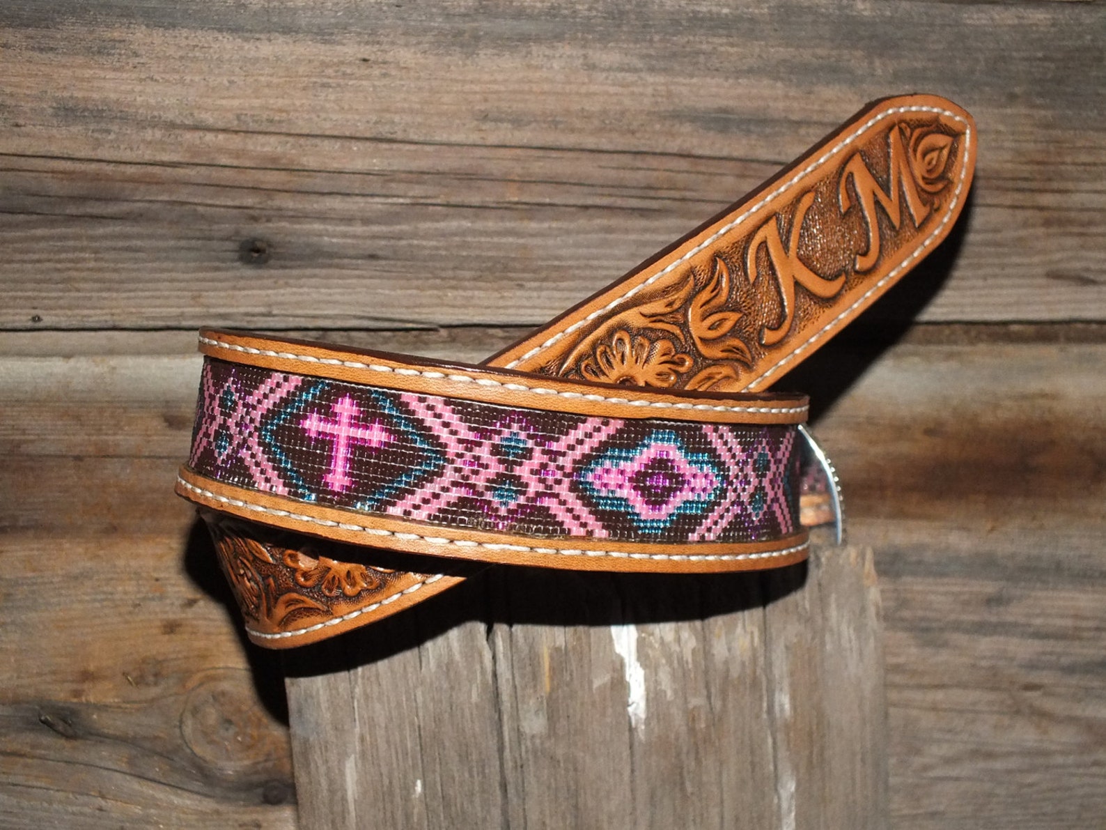 Western Leather Inlay Beaded Belts - Etsy