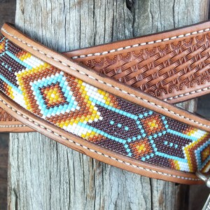 Western Leather Inlay Beaded Belt - Etsy