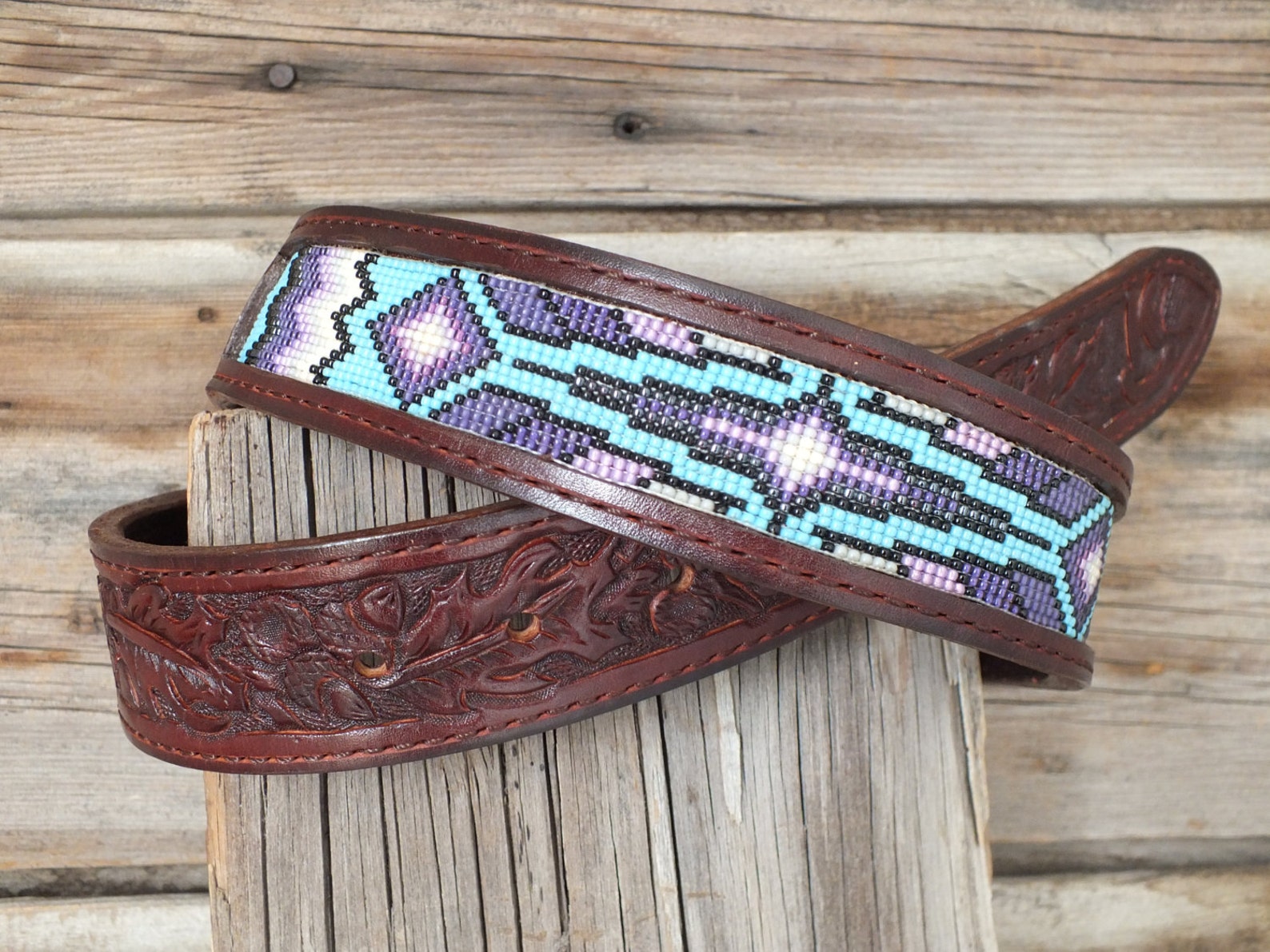 Western Leather Inlay Beaded Belts - Etsy