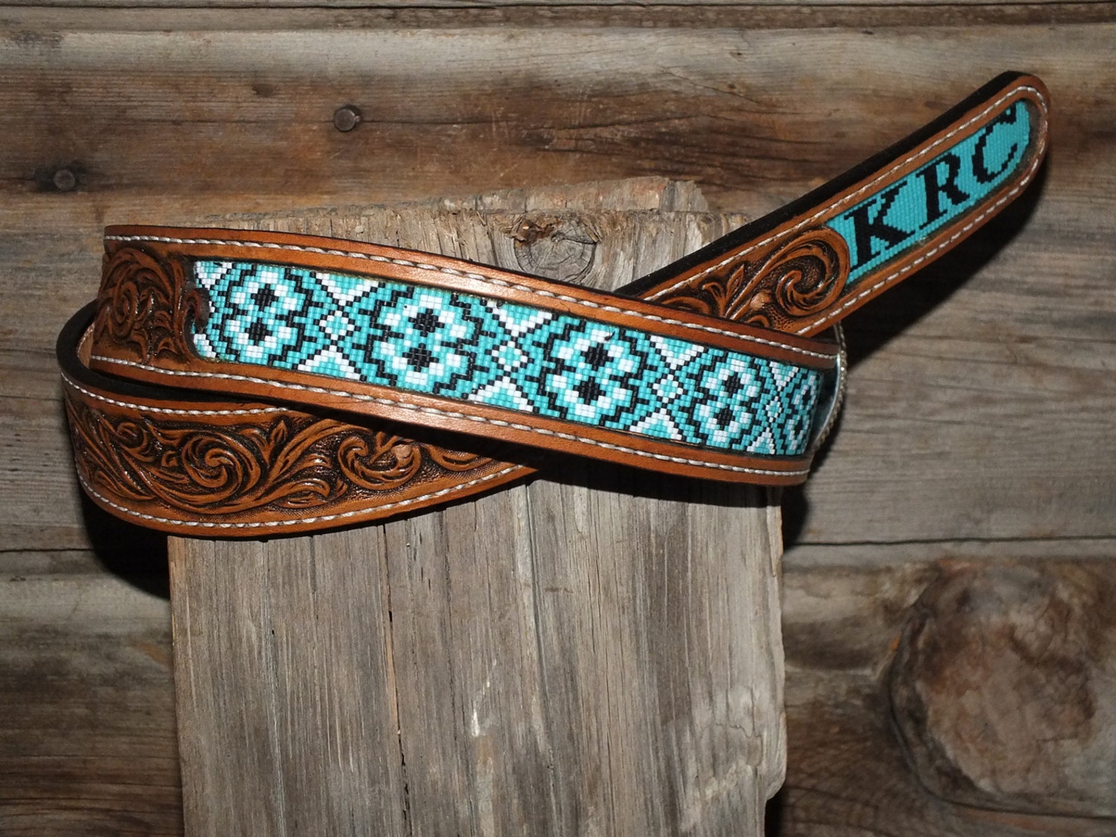 Western Leather Inlay Beaded Belts - Etsy