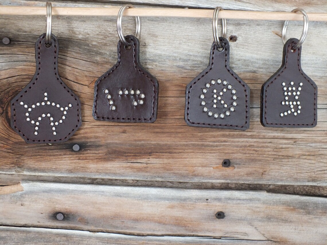 Leather Ear Tag Key Ring - Etsy