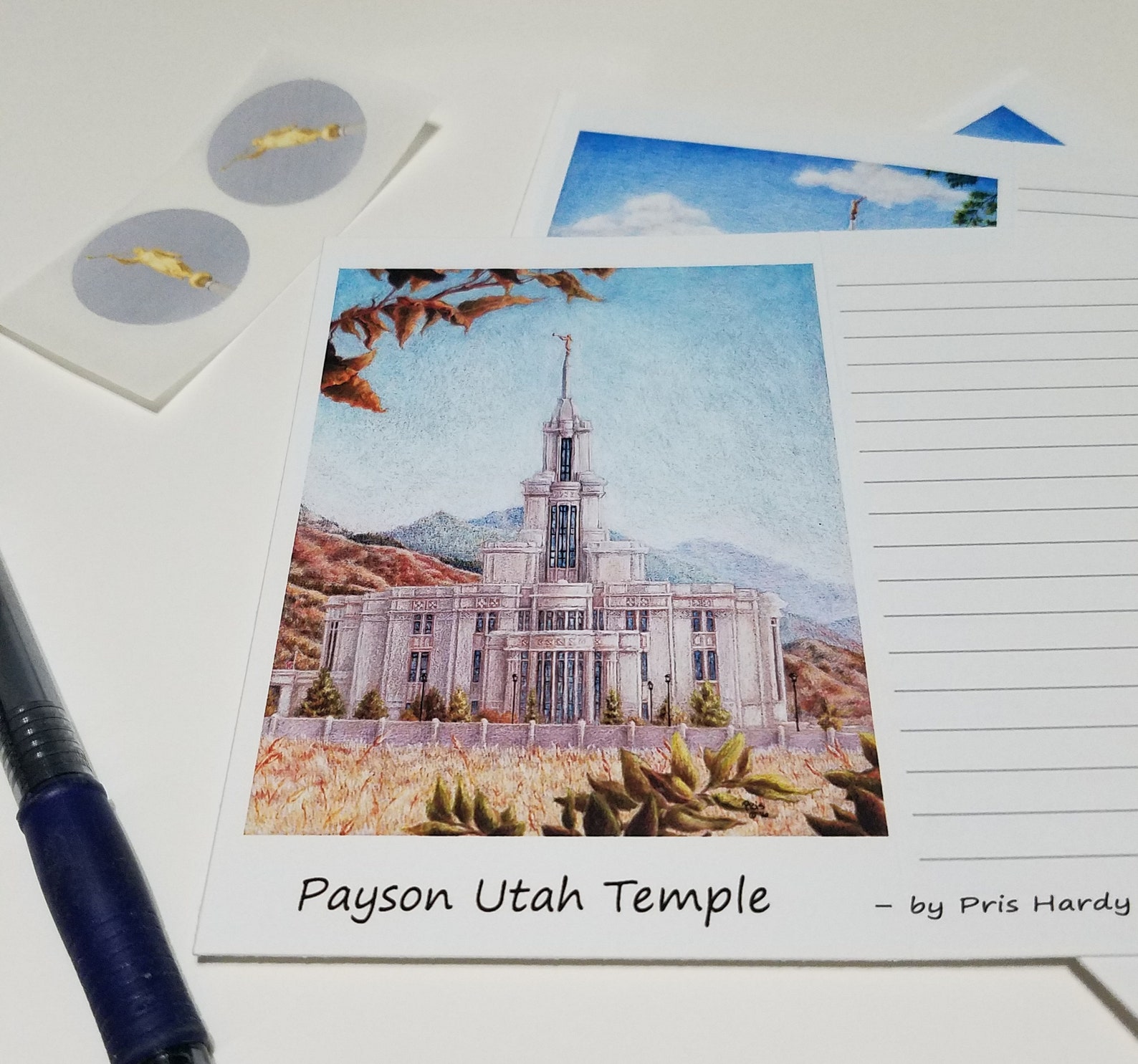 6 Pack, Double-fold 5x8" LDS Temple Note Cards With Seals - Etsy