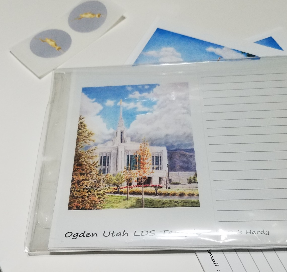 6 Pack, Double-fold 5x8" LDS Temple Note Cards With Seals - Etsy