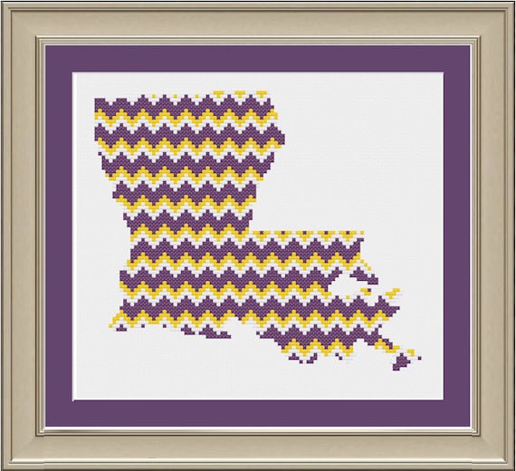Chevron Stripe Louisiana Silhouette: Cool Cross-stitch Pattern - Etsy
