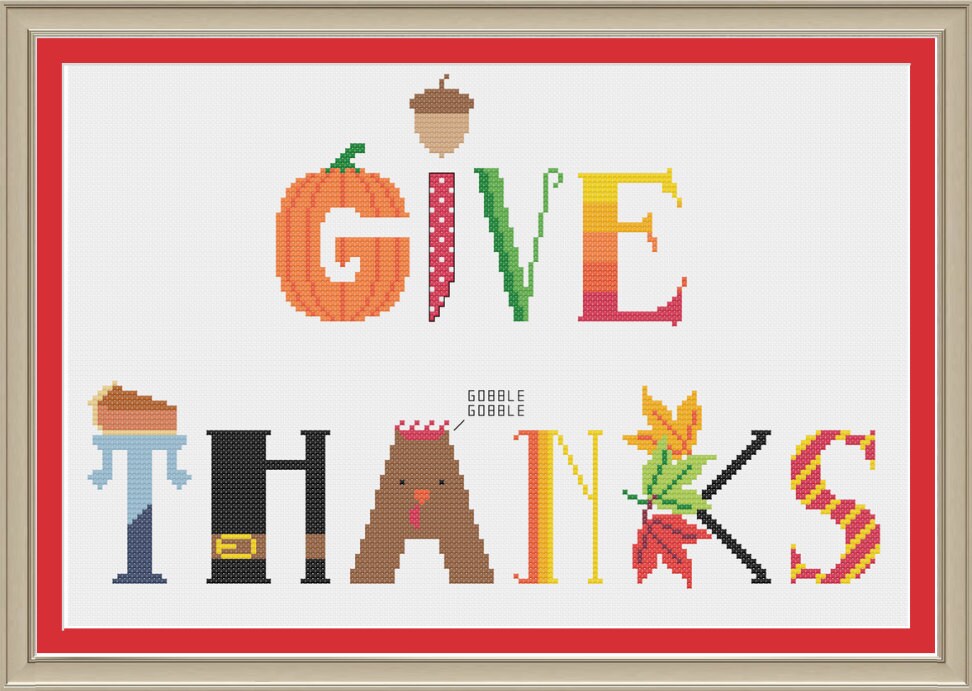 Give Thanks Sampler: Cute Thanksgiving Cross-stitch Pattern - Etsy