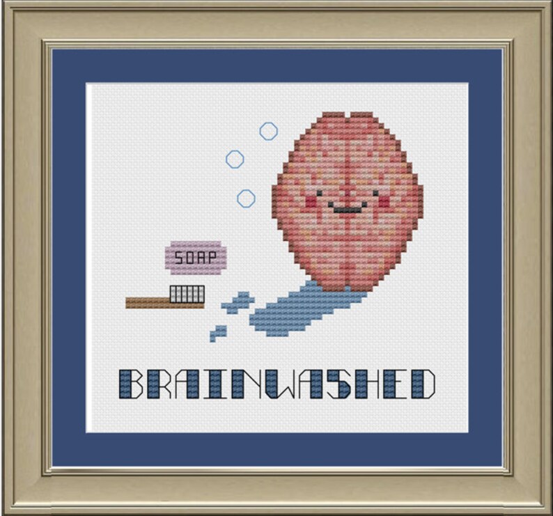 Brainwashed: Funny Human Brain Cross-stitch Pattern - Etsy