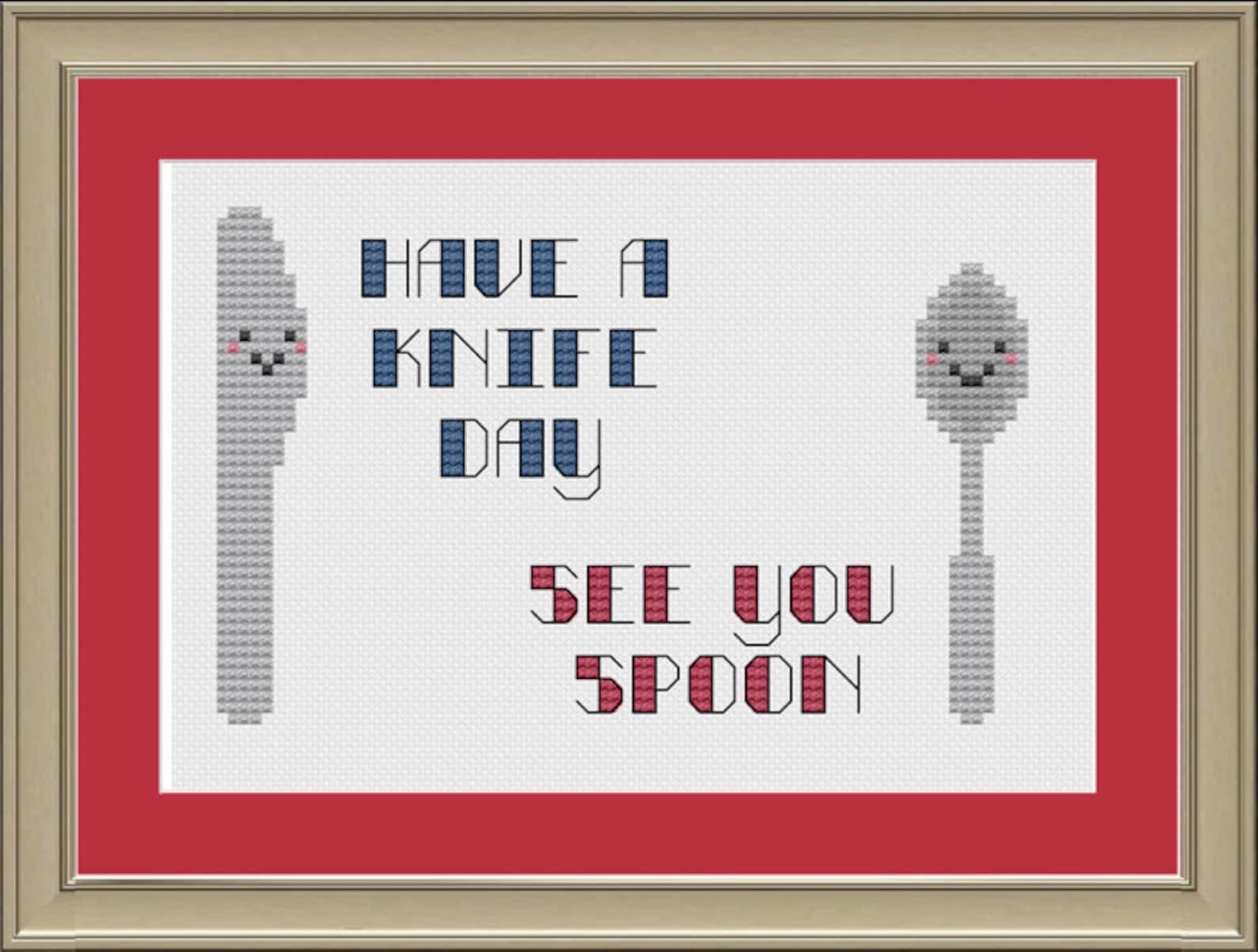 Have a Knife Day, See You Spoon: Cute Cross-stitch Pattern - Etsy