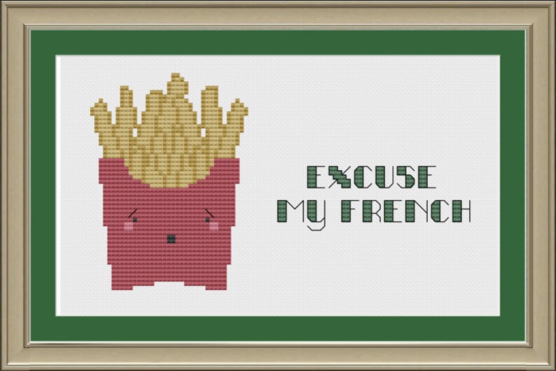 Excuse My French: Funny French Fry Cross-stitch Pattern | Etsy