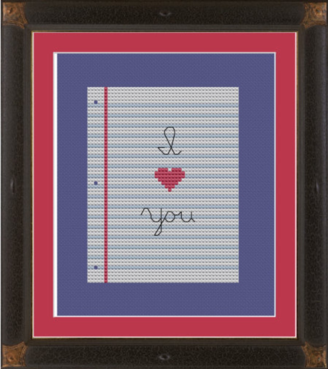 Notebook Paper I Love You: Cross-stitch Pattern - Etsy