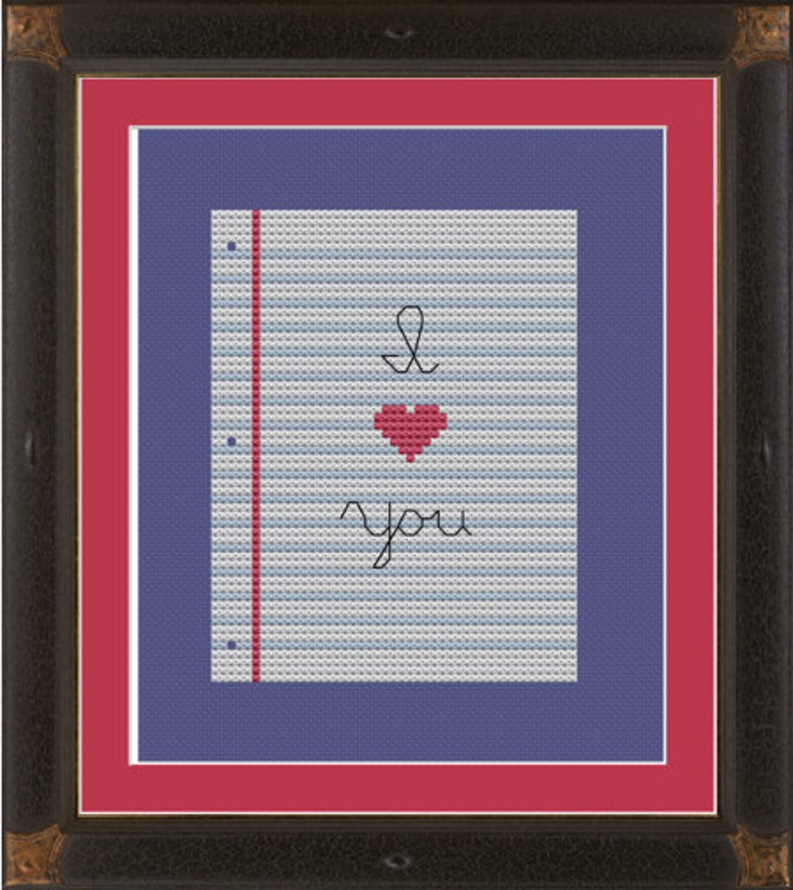 Notebook Paper I Love You: Cross-stitch Pattern - Etsy