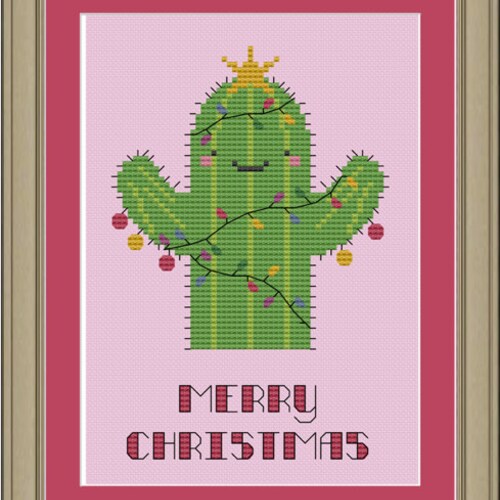 Christmas Cactus: Cute Cross-stitch Pattern - Etsy