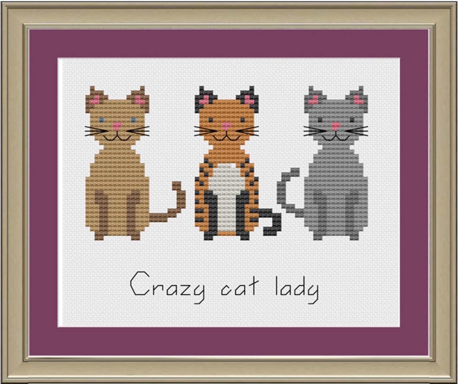 Crazy Cat Lady: Funny Cat Cross-stitch Pattern | Etsy