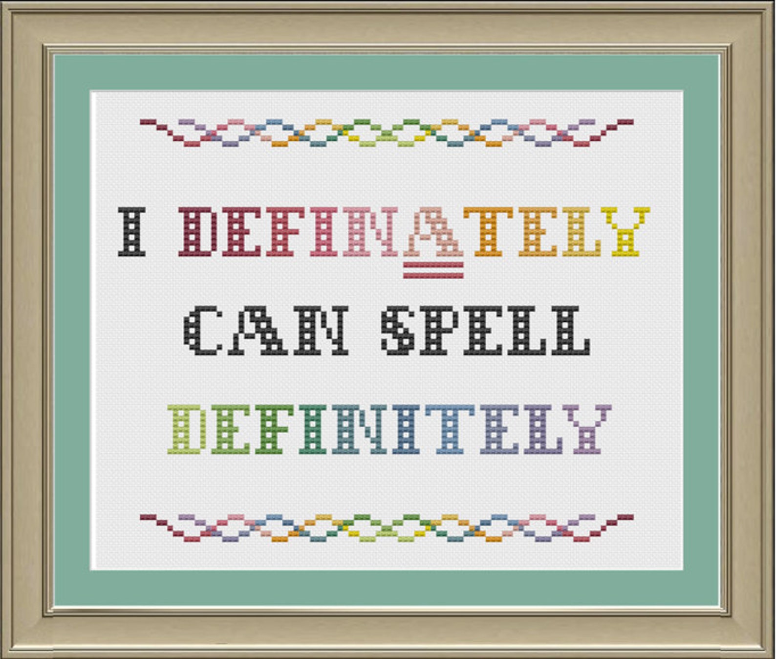 I Definately Can Spell Definitely: Nerdy Grammar Cross-stitch Pattern ...