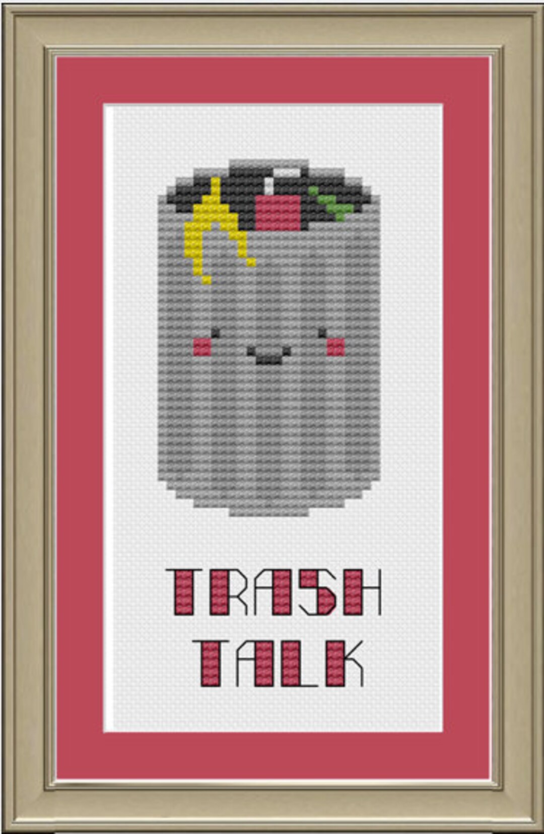 Trash Talk: Funny Garbage Can Cross-stitch Pattern - Etsy