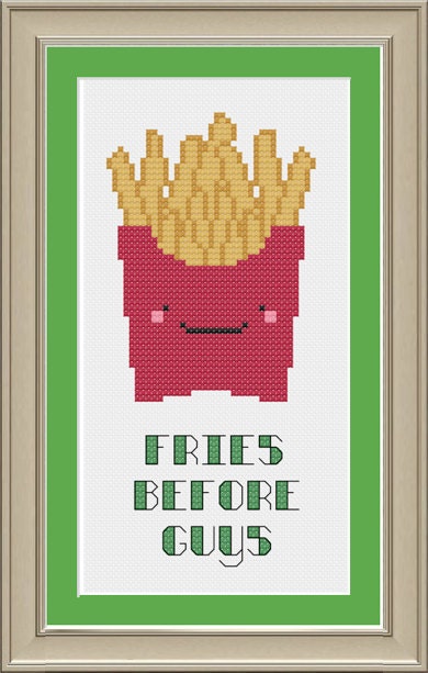 Fries Before Guys: Funny French Fry Cross-stitch Pattern | Etsy