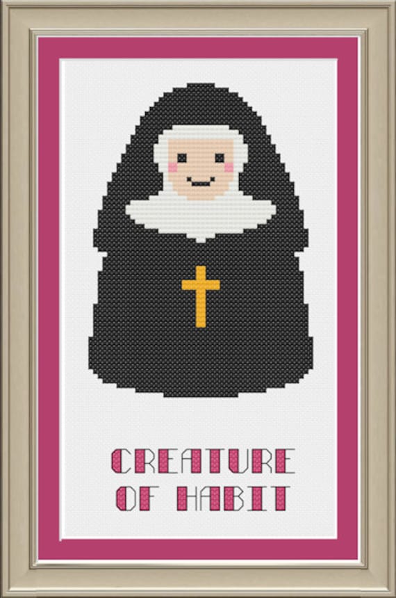 Creature of Habit: Funny Nun Cross-stitch Pattern - Etsy
