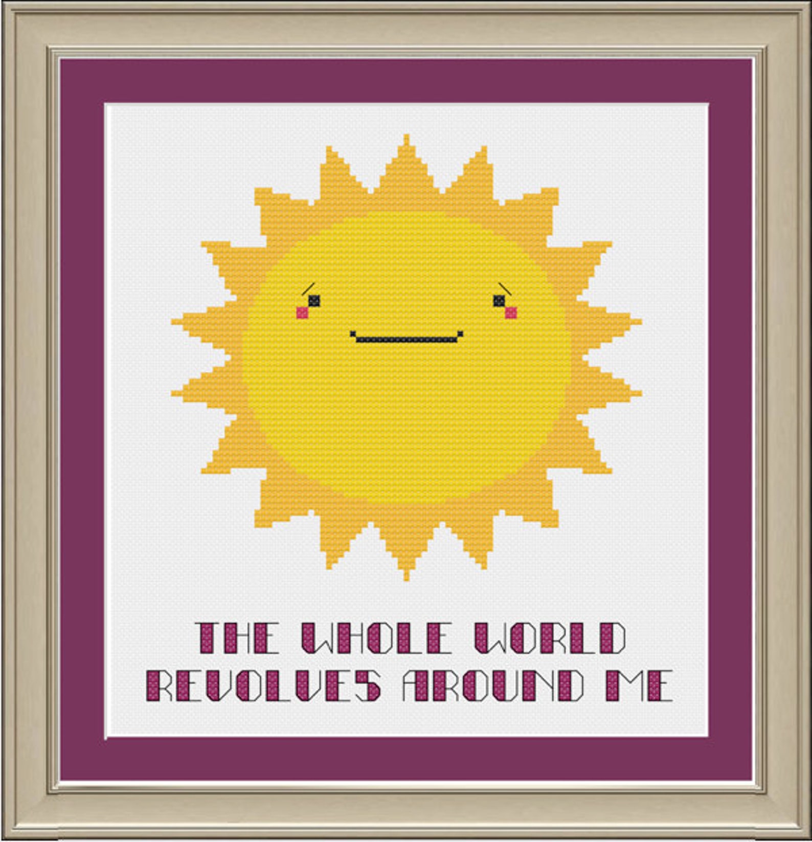 The Whole World Revolves Around Me: Funny Sun Cross-stitch Pattern - Etsy
