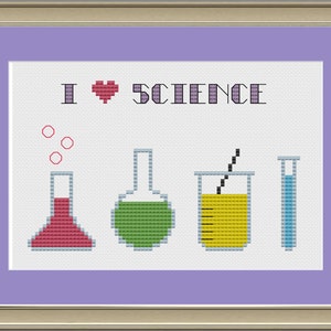 I Love Science: Nerdy Cross-stitch Pattern - Etsy