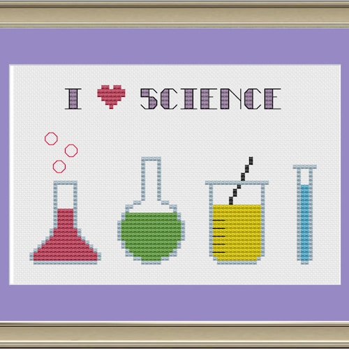 I Love Science: Nerdy Cross-stitch Pattern - Etsy