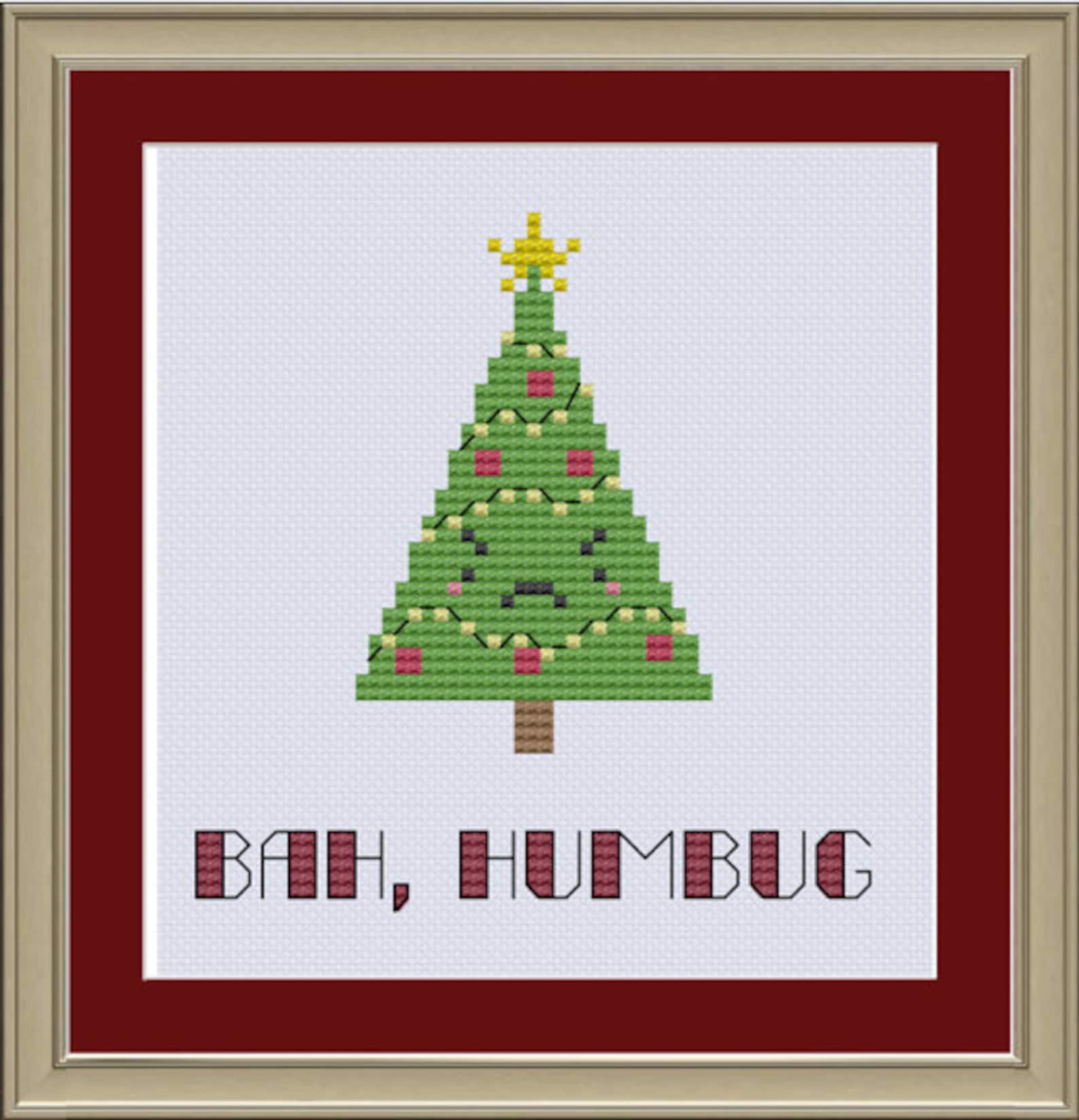 Bah Humbug Christmas Tree: Funny Cross-stitch Pattern | Etsy