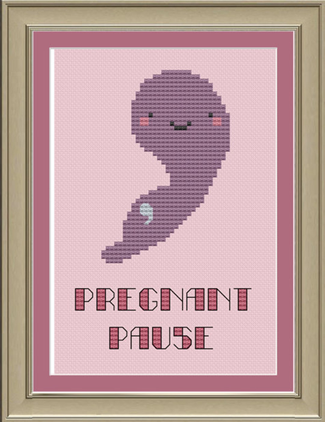 Pregnant Pause: Funny Comma Cross-stitch Pattern - Etsy