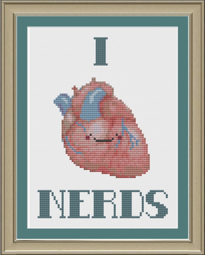 I Love Nerds: Funny Human Heart Anatomy Cross-stitch Pattern - Etsy
