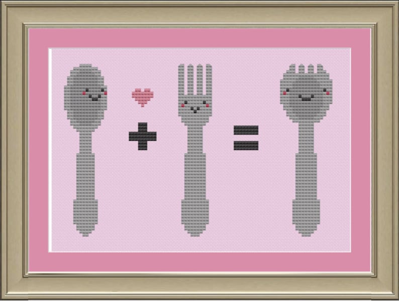 Spoon Fork Spork: Cute Kawaii Cross-stitch Pattern - Etsy
