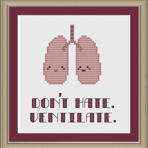 We Be-lung Together: Cute Lung Anatomy Cross-stitch Pattern | Etsy
