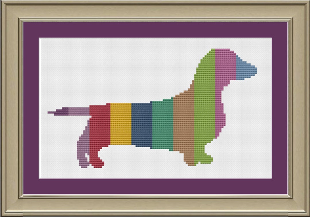 Dachshund With Stripes: Cute Dog Cross-stitch Pattern - Etsy