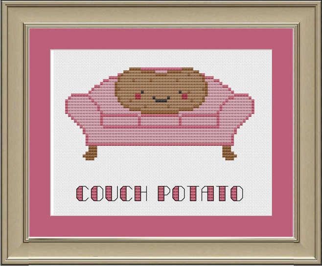 Couch Potato: Funny Cross-stitch Pattern - Etsy