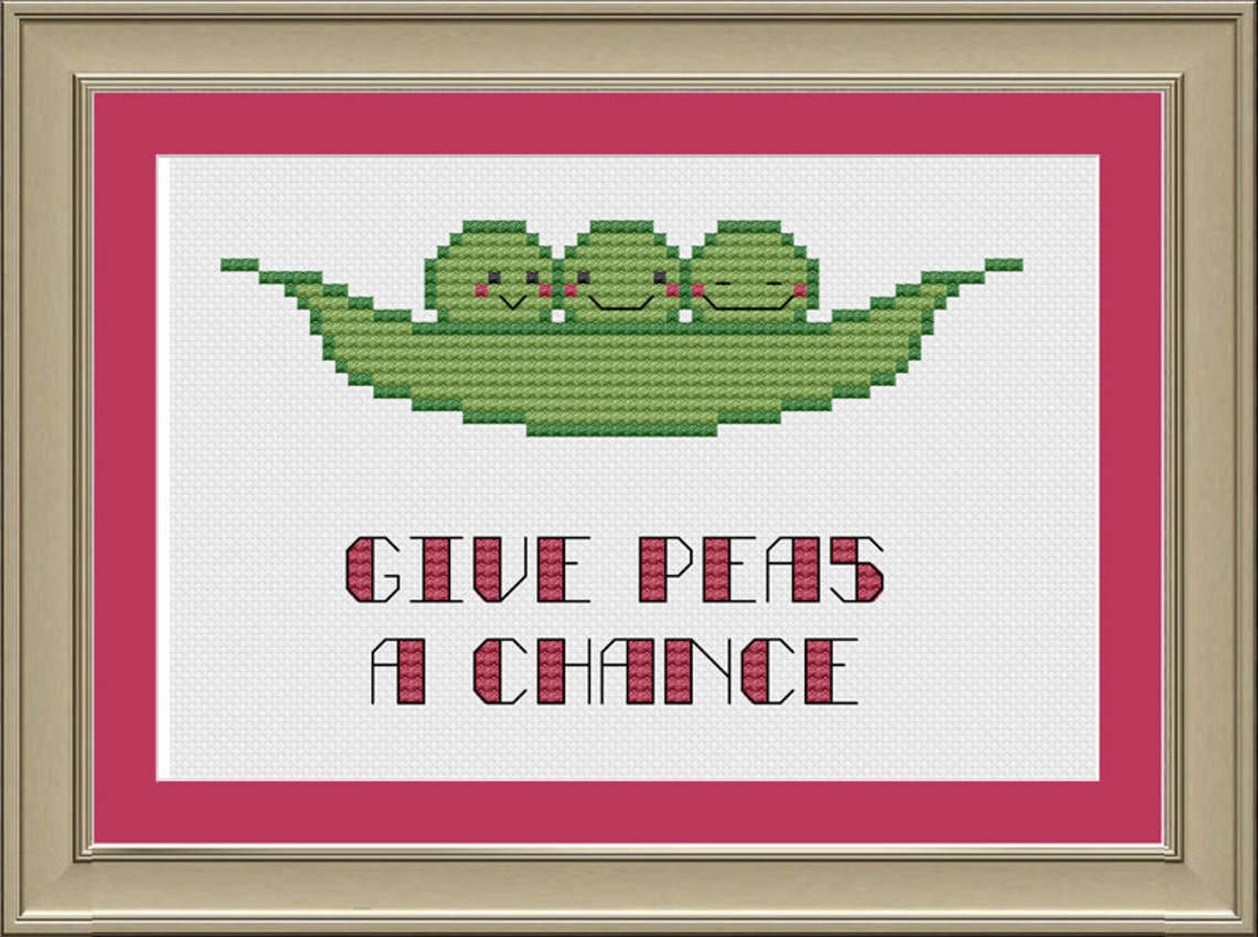 Give Peas a Chance: Cute Cross-stitch Pattern - Etsy