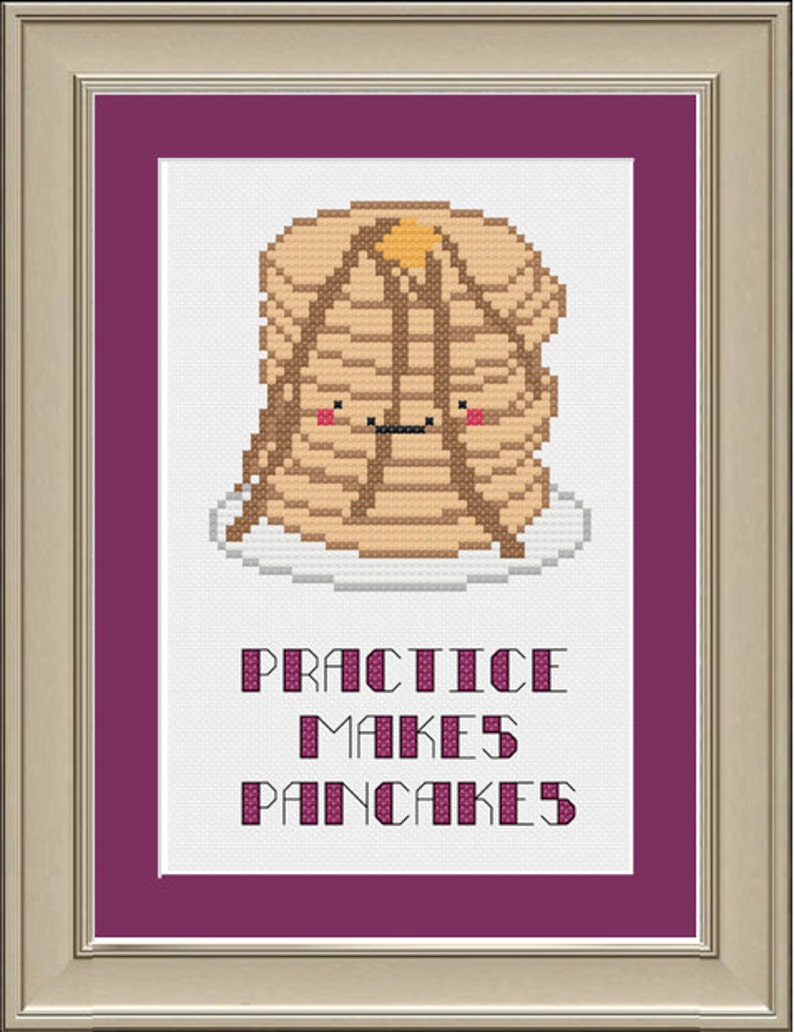 Practice Makes Pancakes: Cute Pancake Cross-stitch Pattern - Etsy