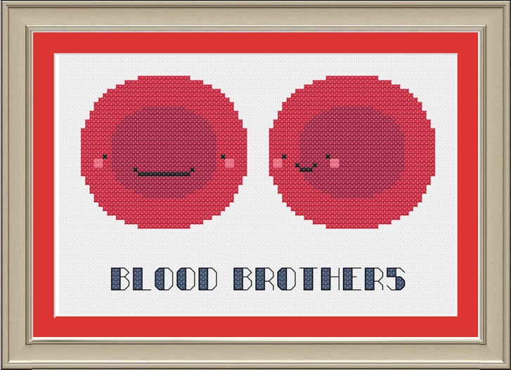 Blood Brothers: Funny Red Blood Cell Cross-stitch Pattern - Etsy
