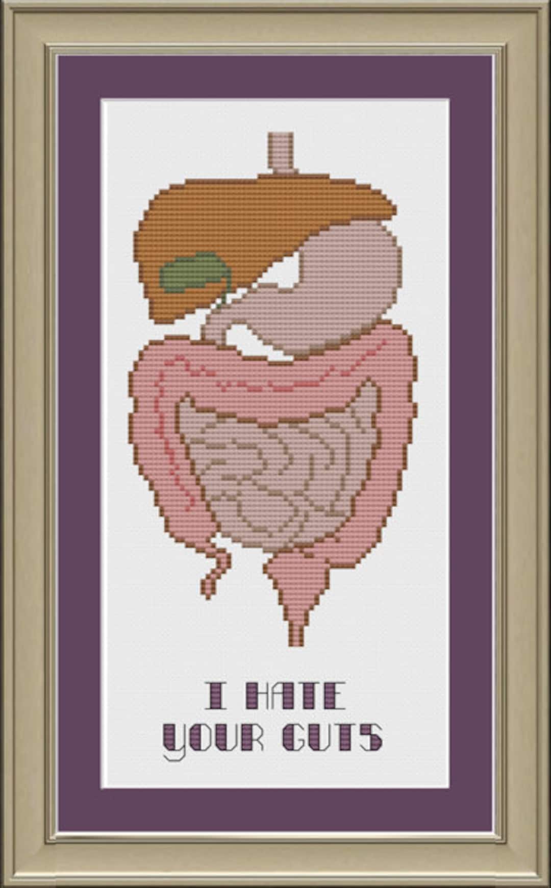 I Hate Your Guts: Cute Anatomy Cross-stitch Pattern - Etsy