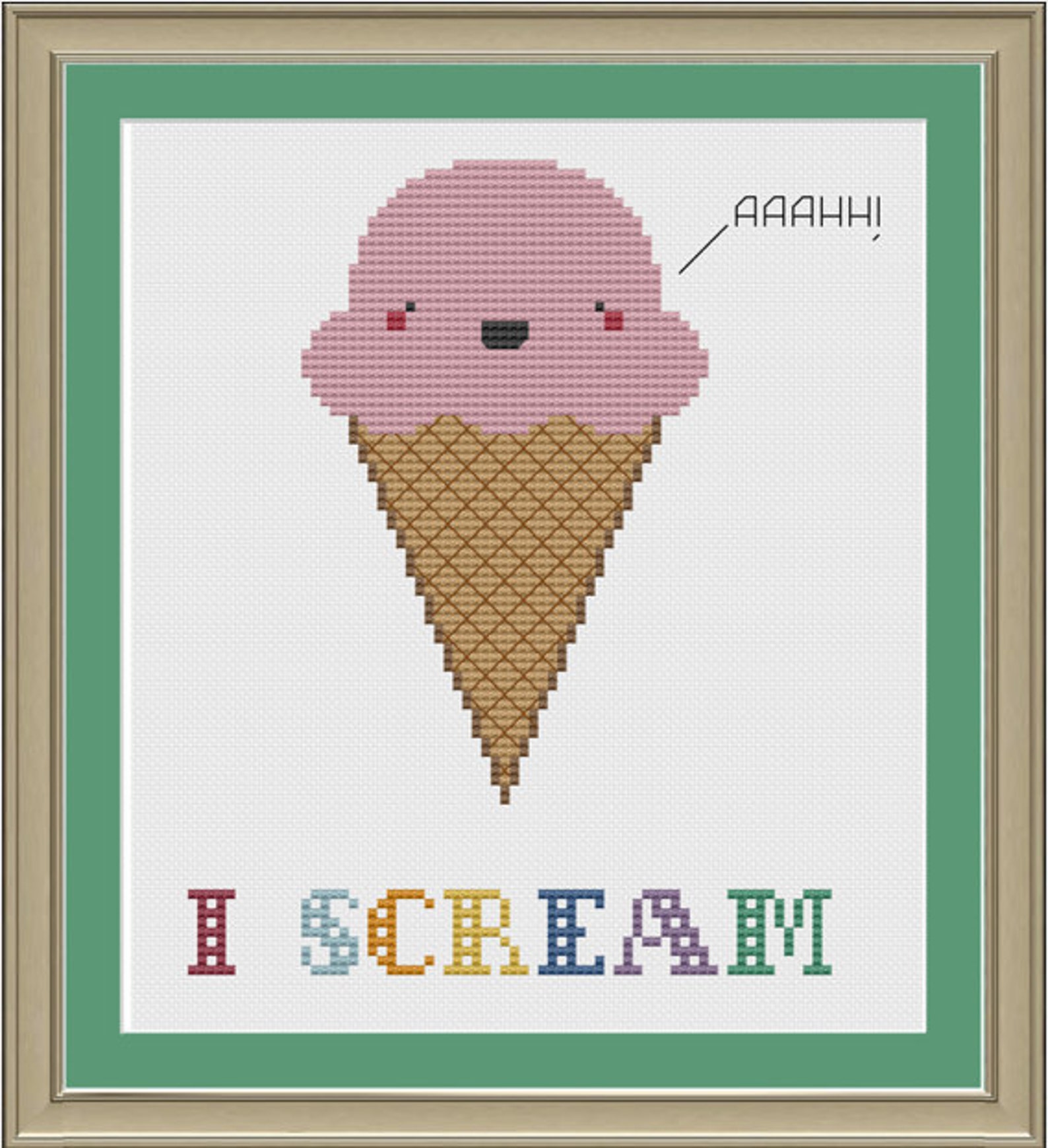 I Scream: Cute Ice Cream Cone Cross-stitch Pattern - Etsy