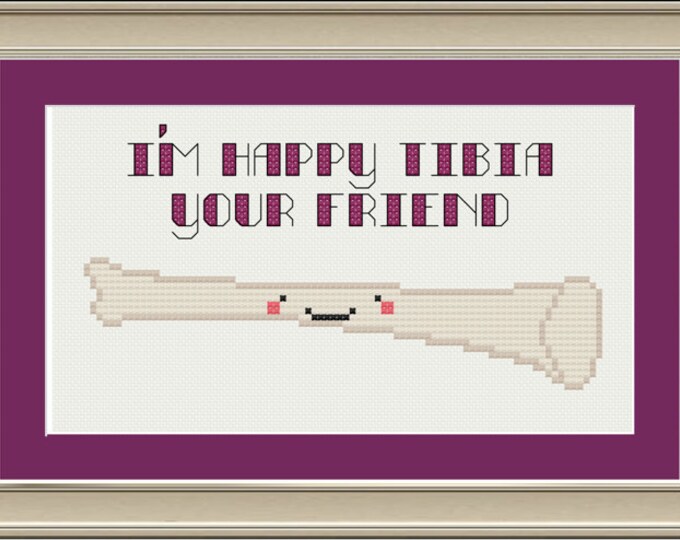I'm Happy Tibia Your Friend: Nerdy Bone Cross-stitch Pattern - Etsy