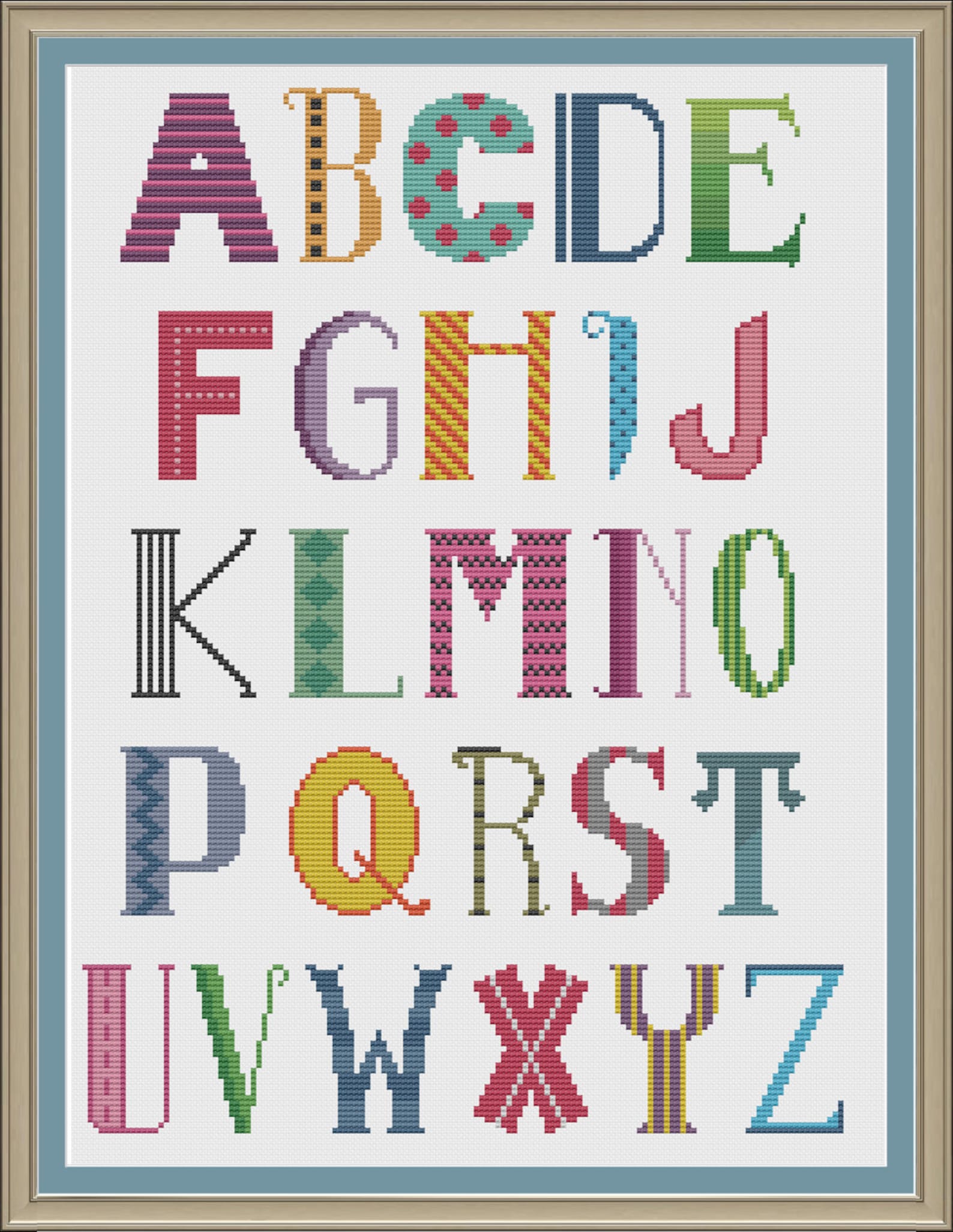 Fun Alphabet Sampler: Cross-stitch Pattern - Etsy