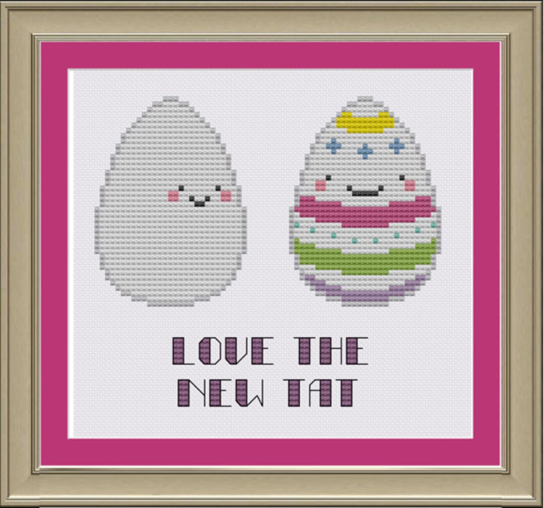 Love the New Tat: Funny Easter Egg Cross-stitch Pattern - Etsy